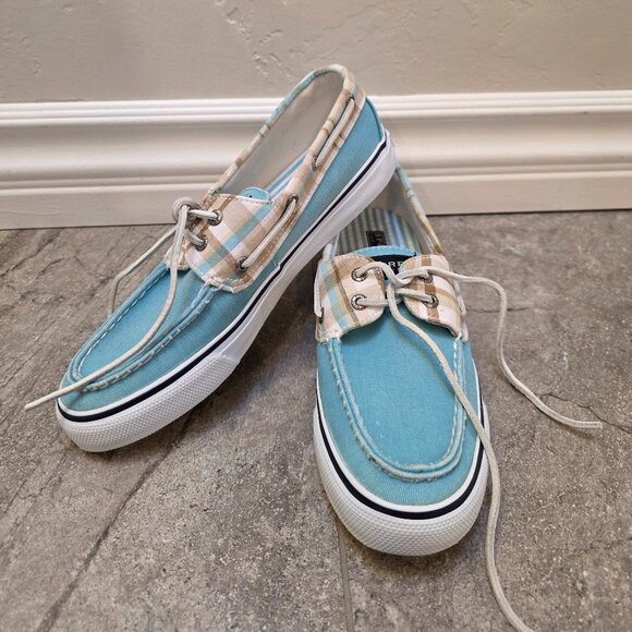 Sperry | Shoes | Sperry Blue Plaid Topsider Deck 2 Eye Boat Size 8m ...